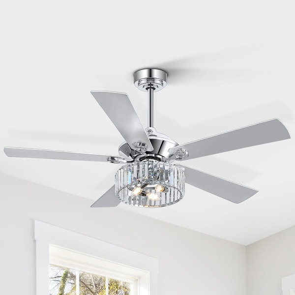 Silver Orchid Novarro Lighted Ceiling Fan with Crystal Bowl Shade - On ...