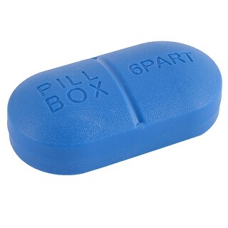 Capsule Shape 6 Slots Pill Tablet Storage Case Box Container Blue ...
