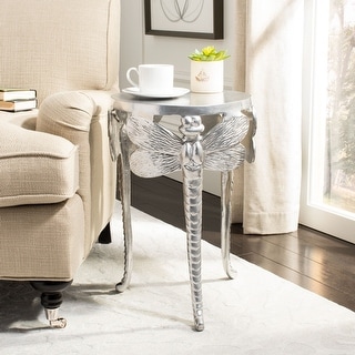 SAFAVIEH Melika Dragonfly Legs Accent Table - Distressed Gold / White ...