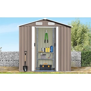 6ft x4ft Metal Storage Shed with Adjustable Shelf and Lockable Door ...