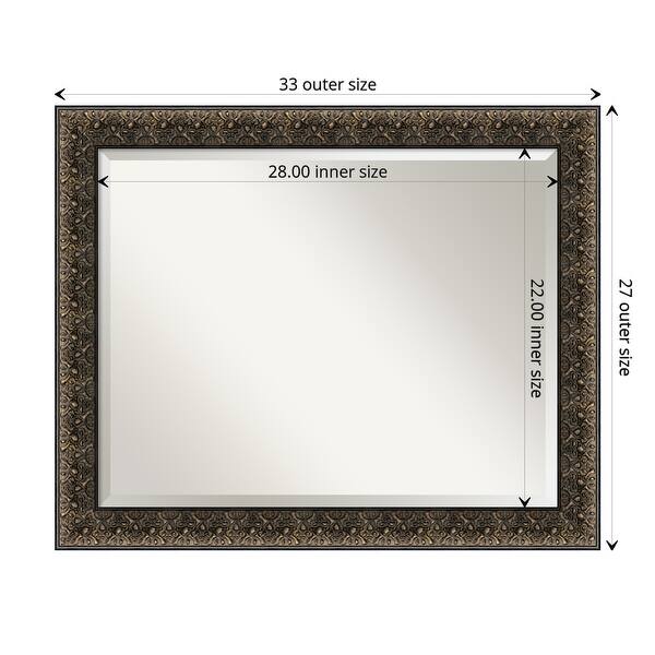 Beveled Wood Wall Mirror - Intaglio Embossed Black Frame - Outer Size ...