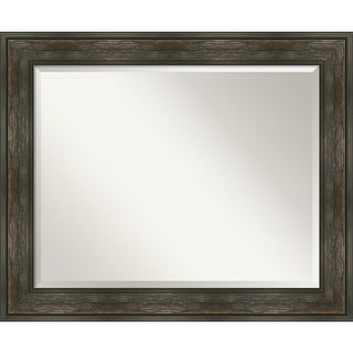 Beveled Bathroom Wall Mirror - Rail Rustic Char Frame - Rail Rustic ...