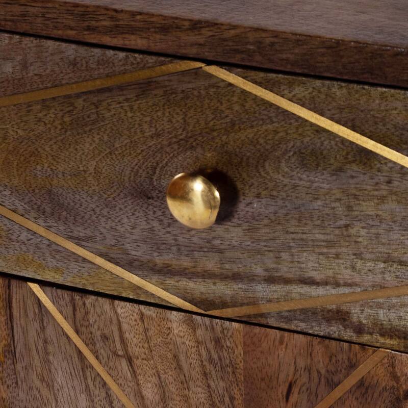 Butler Alda Wood & Brass Metal Inlay Chairside Chest - Overstock - 32679661