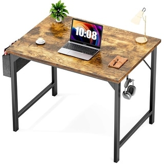 Metal Frame Work Writing Desk Home Office Desk with Storage, 40 Inch ...