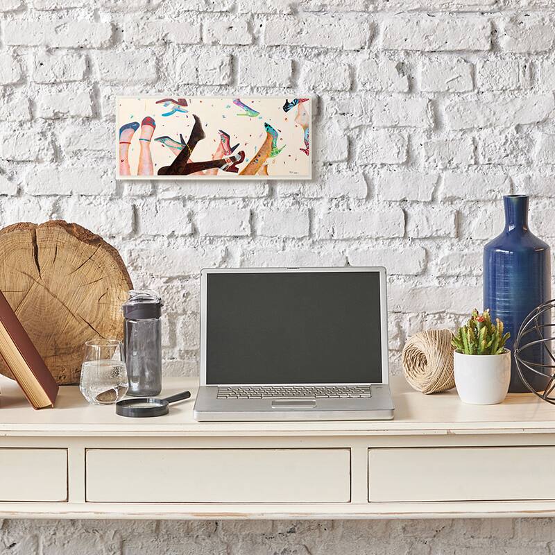 Stupell Feet Throwing Heels Female Fashion Fun Wood Wall Art, 7 x 17 ...