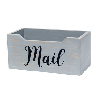 Rectangular Wooden "Mail" Printed Accent Box - 11.5" - Gray and Black ...