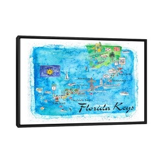 iCanvas "Florida Keys Key West Marathon Key Largo Illustrated Travel ...
