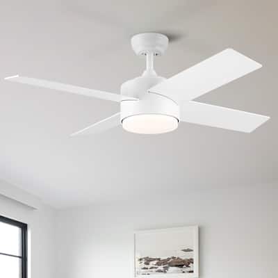 44" Integrated LED Ceiling Fan with 3-Speed Settings and White Plywood ...