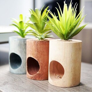 MODA wood pot with plastic plant - 3.23*8.27 - Bed Bath & Beyond - 31600699