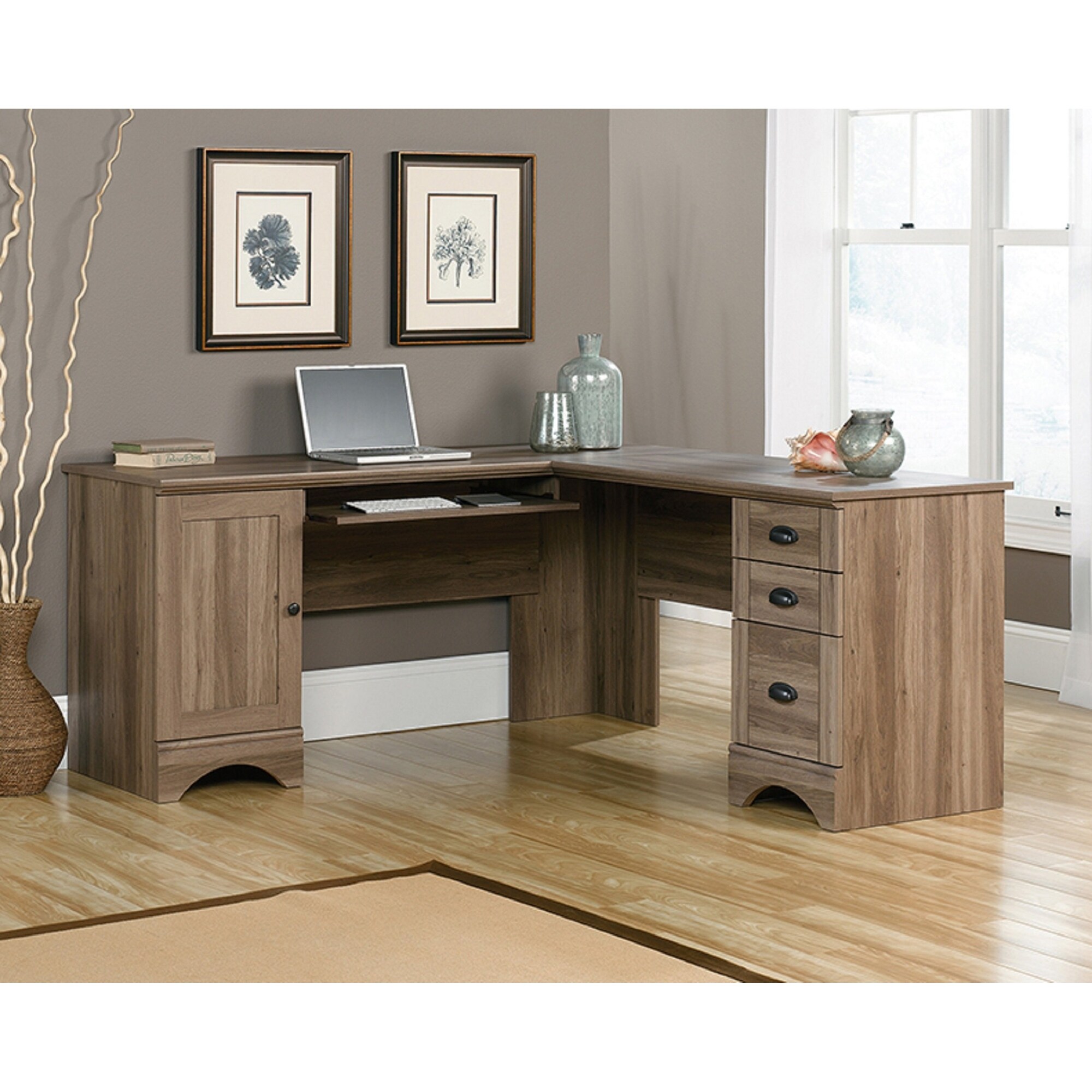 Sauder Palladia Collection L-Shaped Executive Office Computer Desk ...