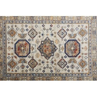 HomeRoots 8' Ivory Orange And Blue Floral Stain Resistant Runner Rug ...