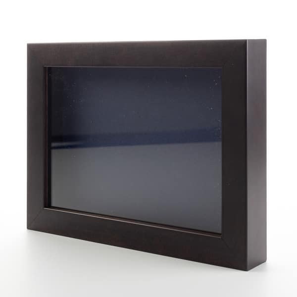Dark Brown 12x16 Wood Shadow Box with Navy Acid-Free Backing - With 5/8 ...