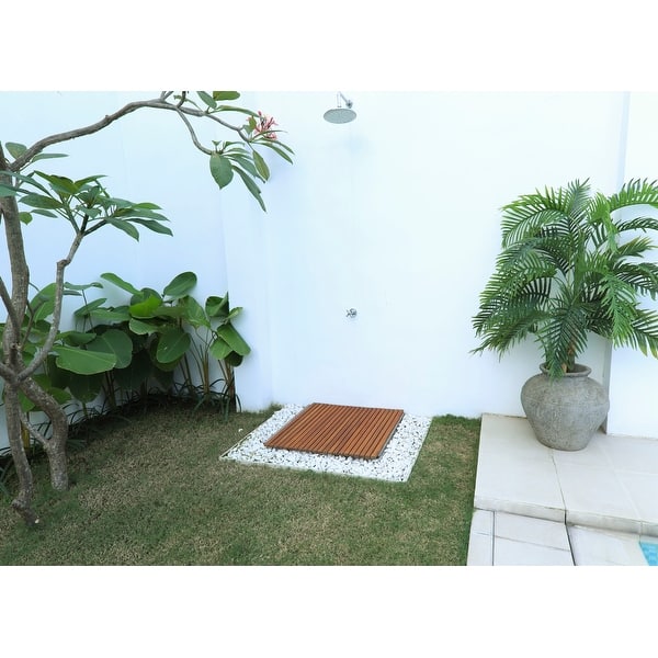 Nordic Style Teak Wood Oiled String Mat with Rubber Footing 30undefined ...