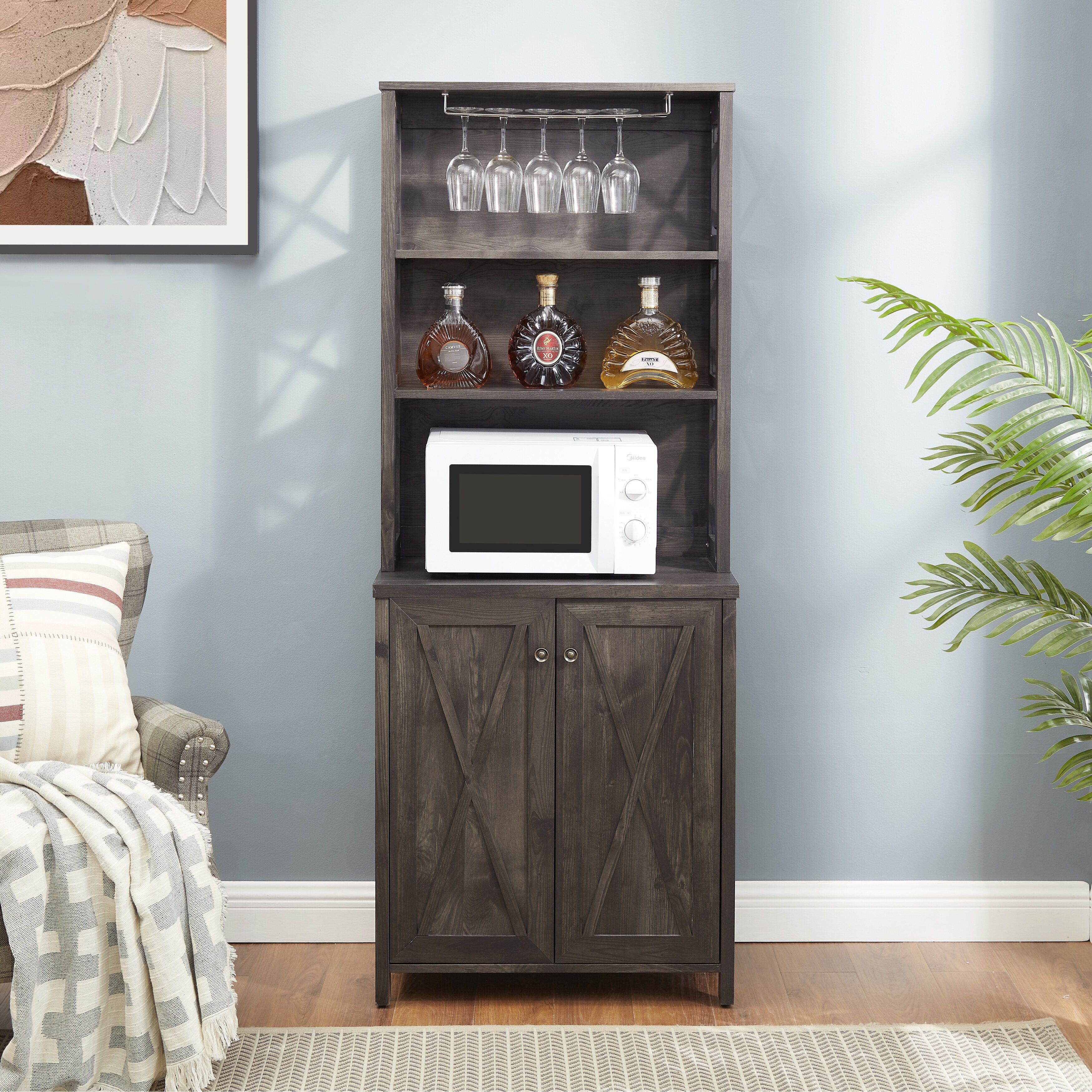 Microwave coffee bar cabinet store
