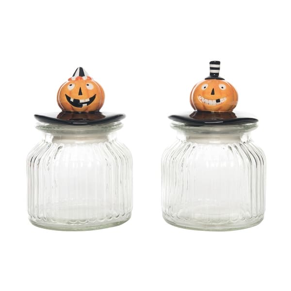 Dolomite Glass Circus Jack-O-Lantern Candy Jar Halloween Decor - Clear ...