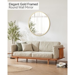 18 Inch Round Mirror for Wall, Gold Metal Frame Circle Mirror, Round ...