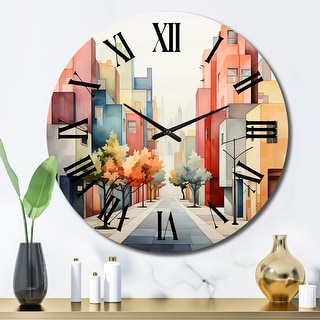 Designart "Street Art Paint I" Cityscapes Oversized Wall Clock - Bed ...