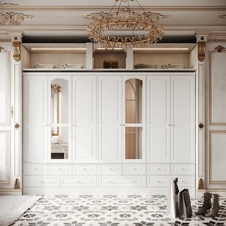 Modular Majesty Double Wardrobe Mirror-Front Storage Closet Armoires ...