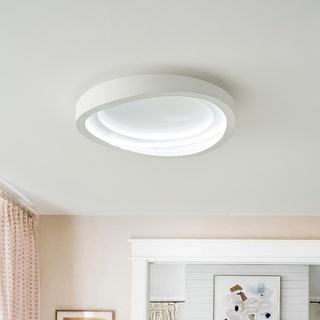 Modern Matte White LED Flush Mount Ceiling Light for Kitchen - Bed Bath ...