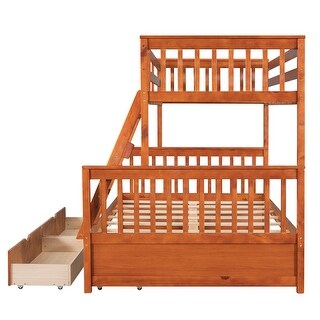 Walnut Separable Twin-Over-Full Storage Bunk Bed with Ladders and 2 ...