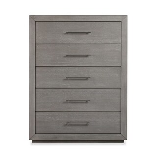 Nels 53 Inch Tall Dresser Chest, 5 Drawers, Gray Acacia Wood, Mitered ...