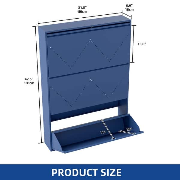 Moasis 3 Flip Drawers Steel Shoe Storage Cabinet Wall mount - Bed Bath ...