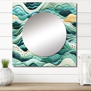 Designart "Coastal Chevron Green Waves Pattern" Coastal Wall Mirror ...