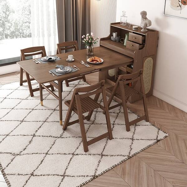 Modern storage side cabinet design furniture 4 seater foldable dining ...