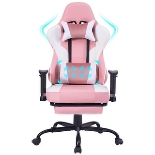 Pink Vibration Massage E-sports Gaming Chair with Headrest 2D Armrest ...