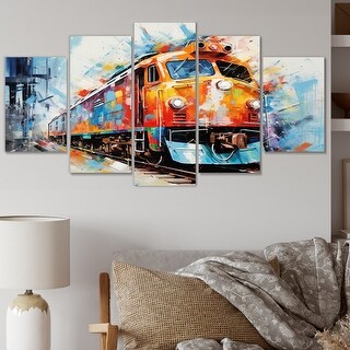 Designart "Abstract Train Vibrant Rails" Transportation Multipanel Wall ...