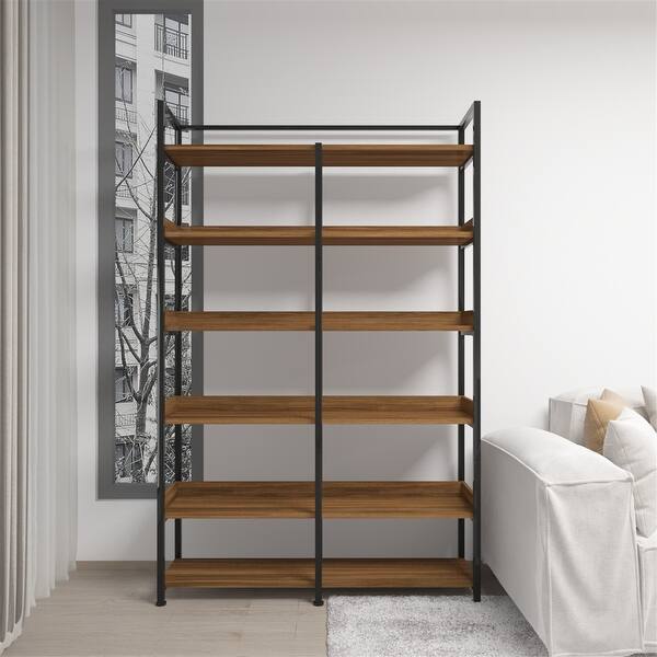 6-tier Shelves Bookshelf with MDF Boards Stainless Steel Frame - Bed ...