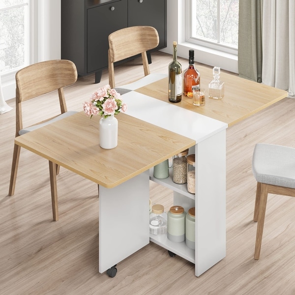 47.2 inch Modern Folding Dining Table with Drop Leaf and 2 Storage Racks 47.2 D x 23.6 W x 31.9 H On Sale Bed Bath Beyond 39481218
