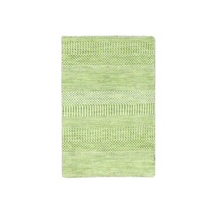 Shahbanu Rugs Pear Green, Modern Hand Knotted Grass Design, Dyed Wool ...