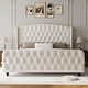 51" Tall Queen Size Bed Frame with Deep Button Tufted Wingback ...