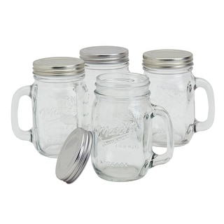 Mason Craft & More 4-piece 16oz Glass Jars with Handles and Lids - Bed Bath & Beyond - 39011988