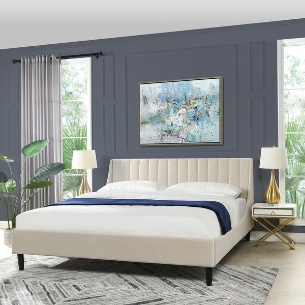 Aspen Vertical Tufted Upholstered Headboard Platform Bed On Sale Bed Bath Beyond 27297573