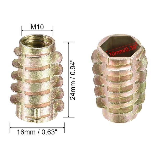 Threaded s Zinc Alloy Hex-Flush M10 Internal Threads 24mm Length 8pcs ...