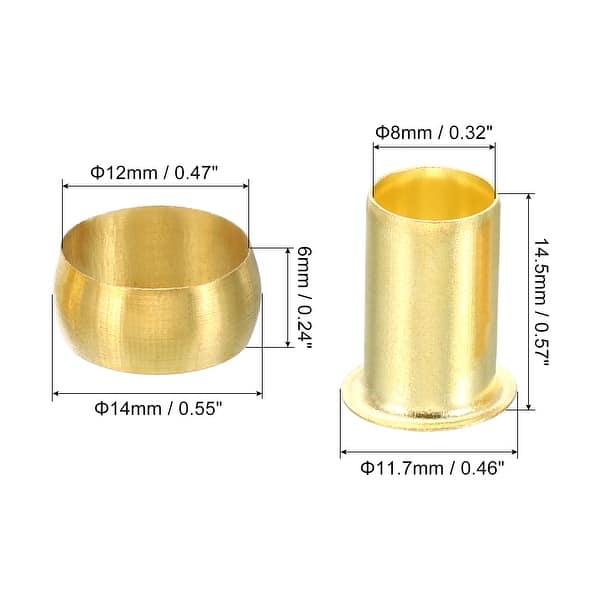 60pcs Compression Sleeves Ferrules Ferrule Fitting - Brass Tone - Bed ...