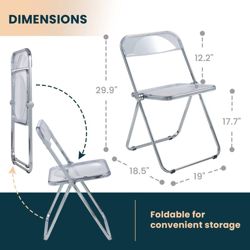 Lawrence Transparent Acrylic Folding Chair Chrome Frame By LeisureMod ...