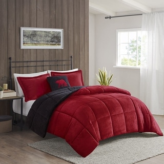 Queen Ultra-Soft Plush Comforter Set Red - Bed Bath & Beyond - 39990618