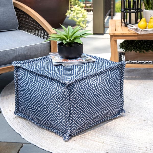 Brooklyn Rug Co Amalfi Aztec Print Indoor/Outdoor Ottoman Pouf - Bed ...