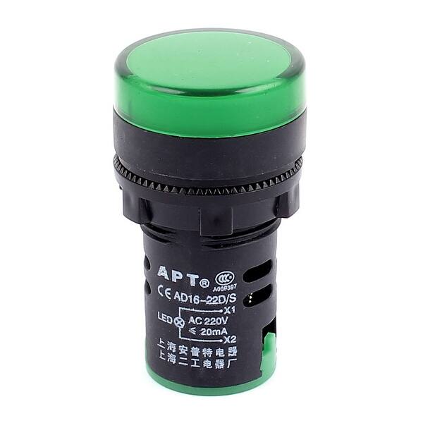 AC220V 22mm Mount Dia Round Indicator Pilot Light Signal Lamp Green ...