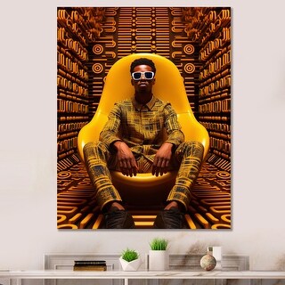 Designart "African American Rapper Cool Golden Matrix I" Man Wall Art ...