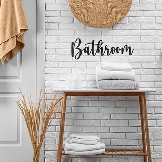 Vivegate Bathroom Letter Sign Wall Decor Metal Art - 16"x6" - Black ...