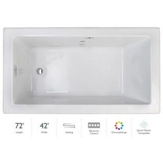 Jacuzzi Elara 72" Drop-In Soaking Bathtub with Right Drain, Heated ...