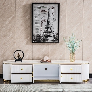 White Sintered Stone TV Stand Media Console Television Table - Bed Bath ...