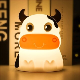 Night Light for Kids 7 Colors Mode, Silicone Cute Animal Cow LED ...