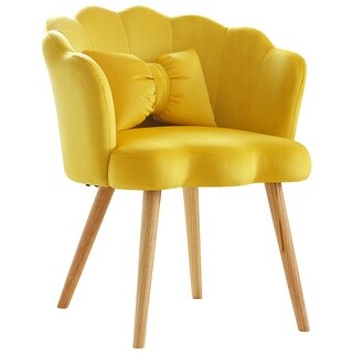 Velvet Casual Lotus Chair Accent Arm Chairs with Bowtie Waist Pillow ...