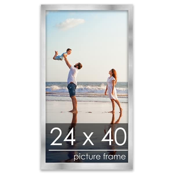 24x40 Frame Silver Pewter Wood Picture Frame with UV Acrylic, Foam ...