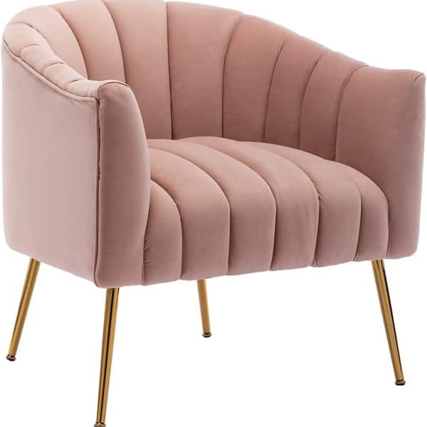 SEYNAR Modern Glam Velvet Accent Vanity Chair with Golden Metal Legs ...